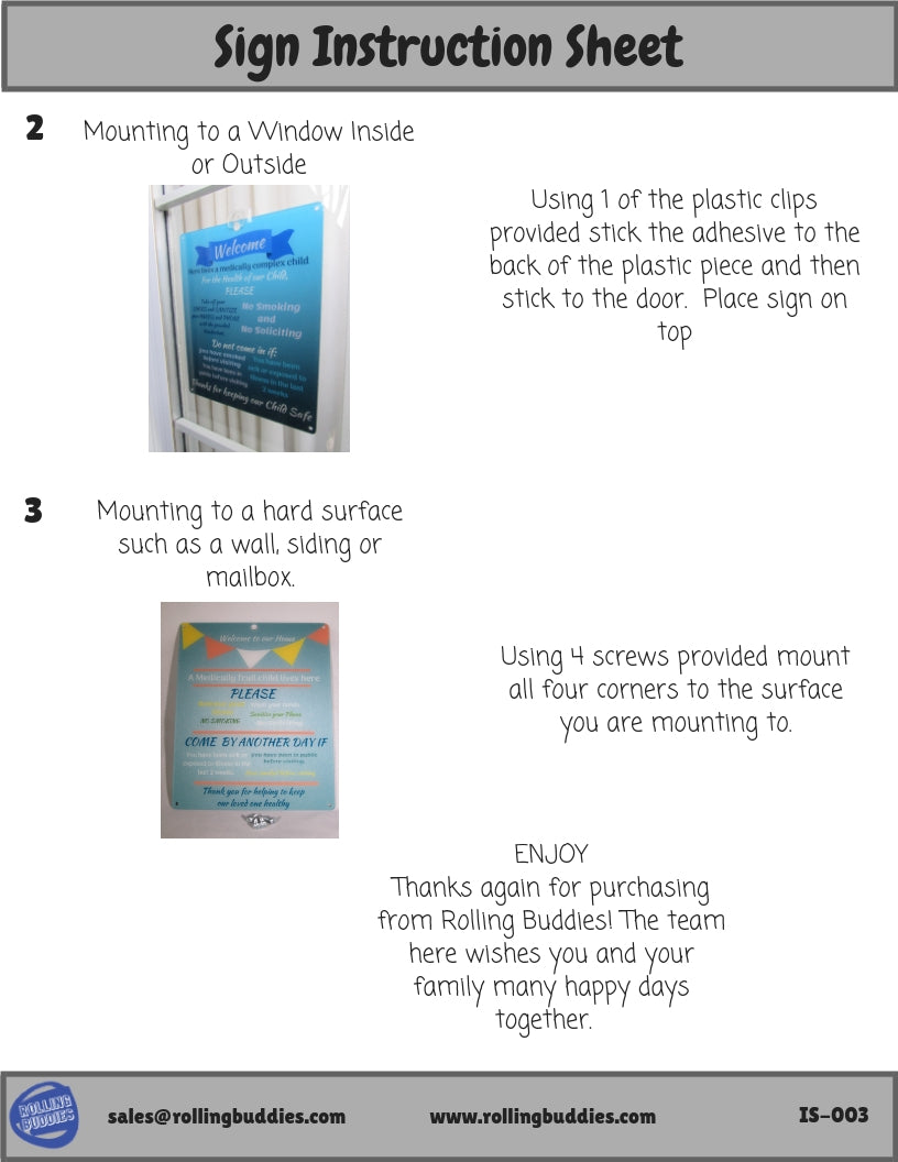 Medically Fragile Child Sign - Blue – Rolling Buddies